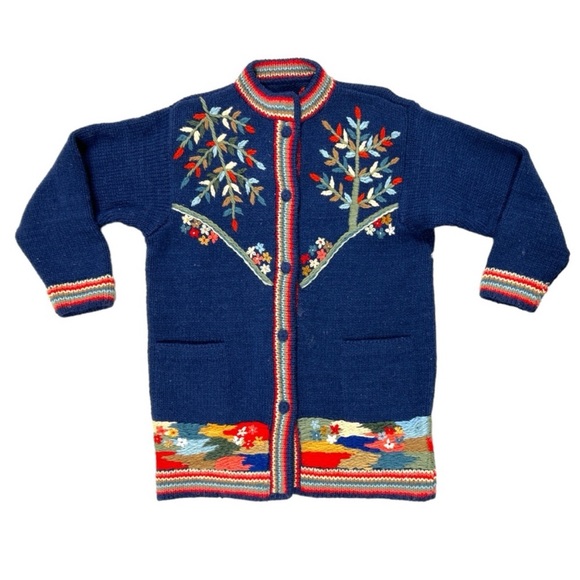 Vintage | Sweaters | Vintage Longline Tree Of Life Folk Knit Heavy Wool ...